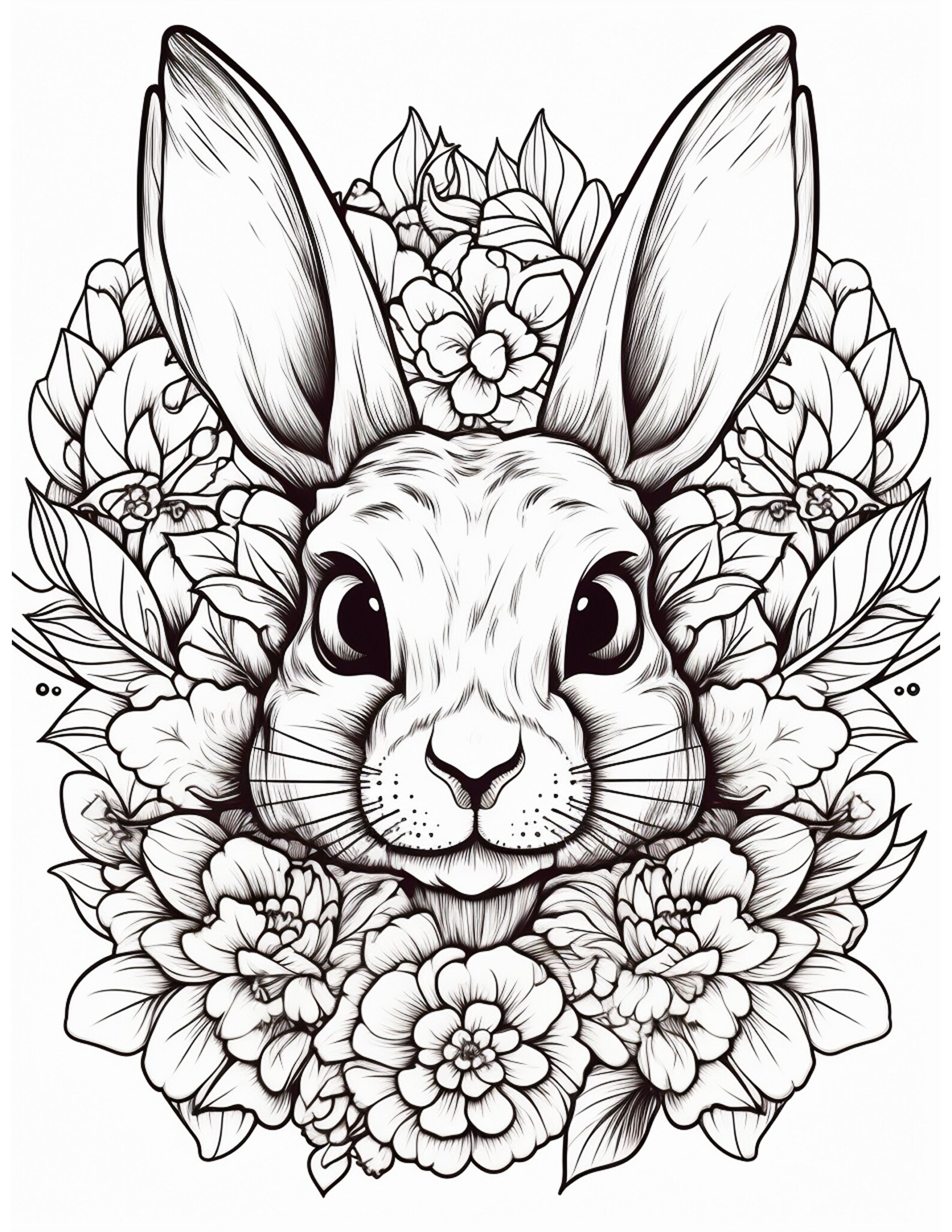 Easter Bunny Coloring Pages Bundle Printable Baby Rabbit Instant ...