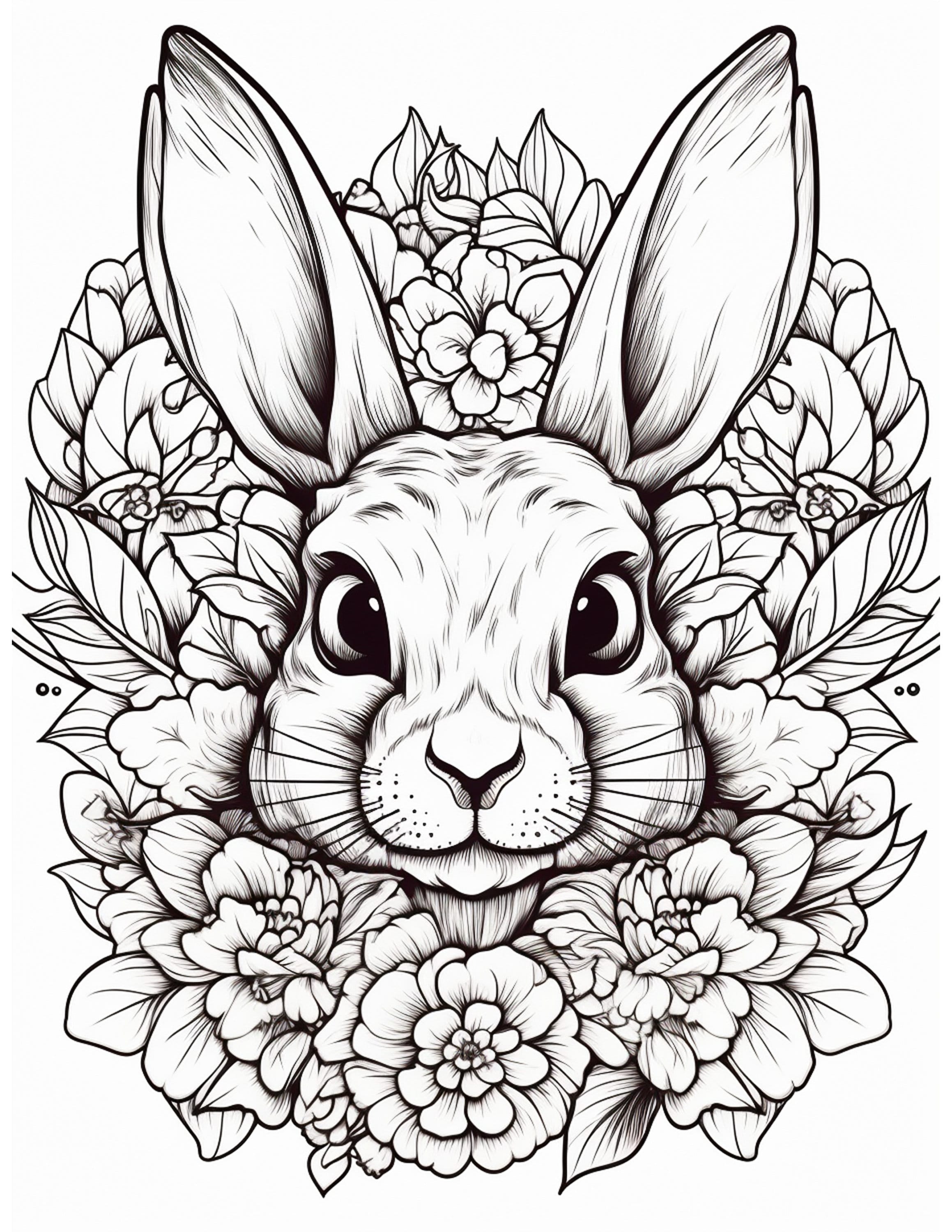Easter Bunny Coloring Pages Bundle Printable Baby Rabbit Instant ...
