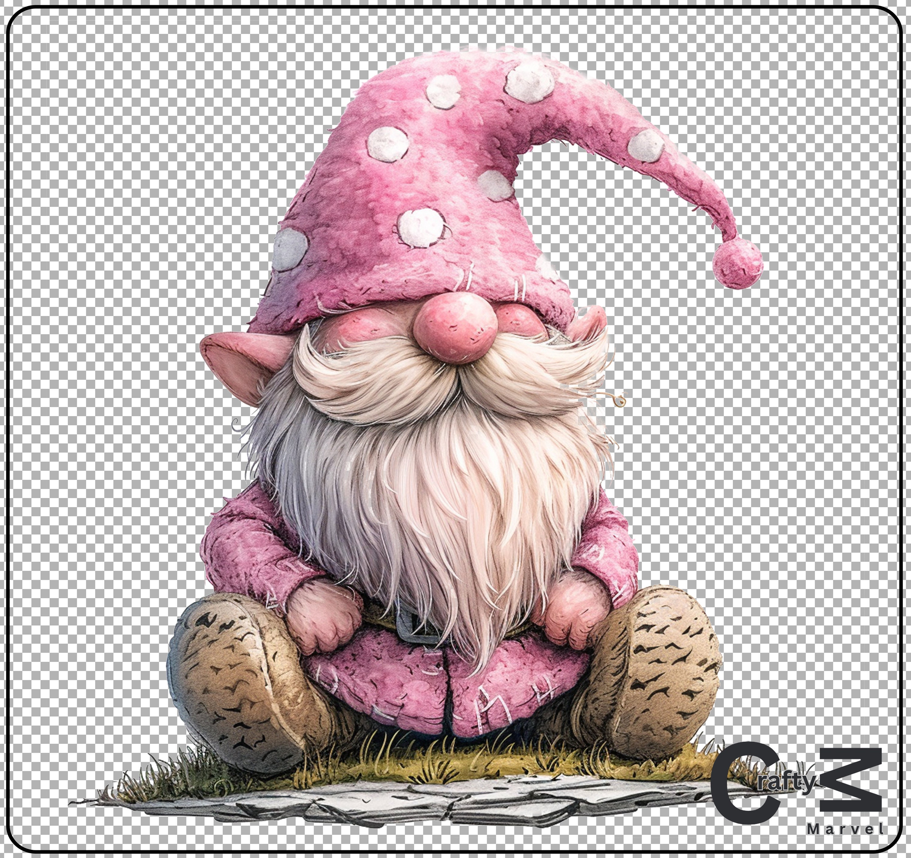 Cute Pink Gnome Clipart, Garden Gnome Png, Spring Gnome Art Printables ...