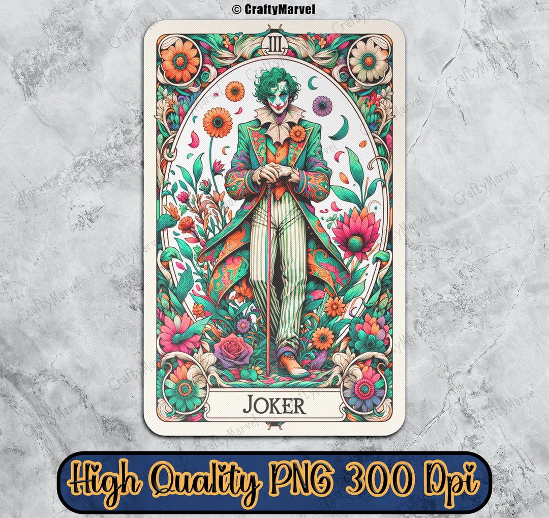 The Joker Tarot Card PNG, Clown Sublimation Designs, Prankster Tarot ...