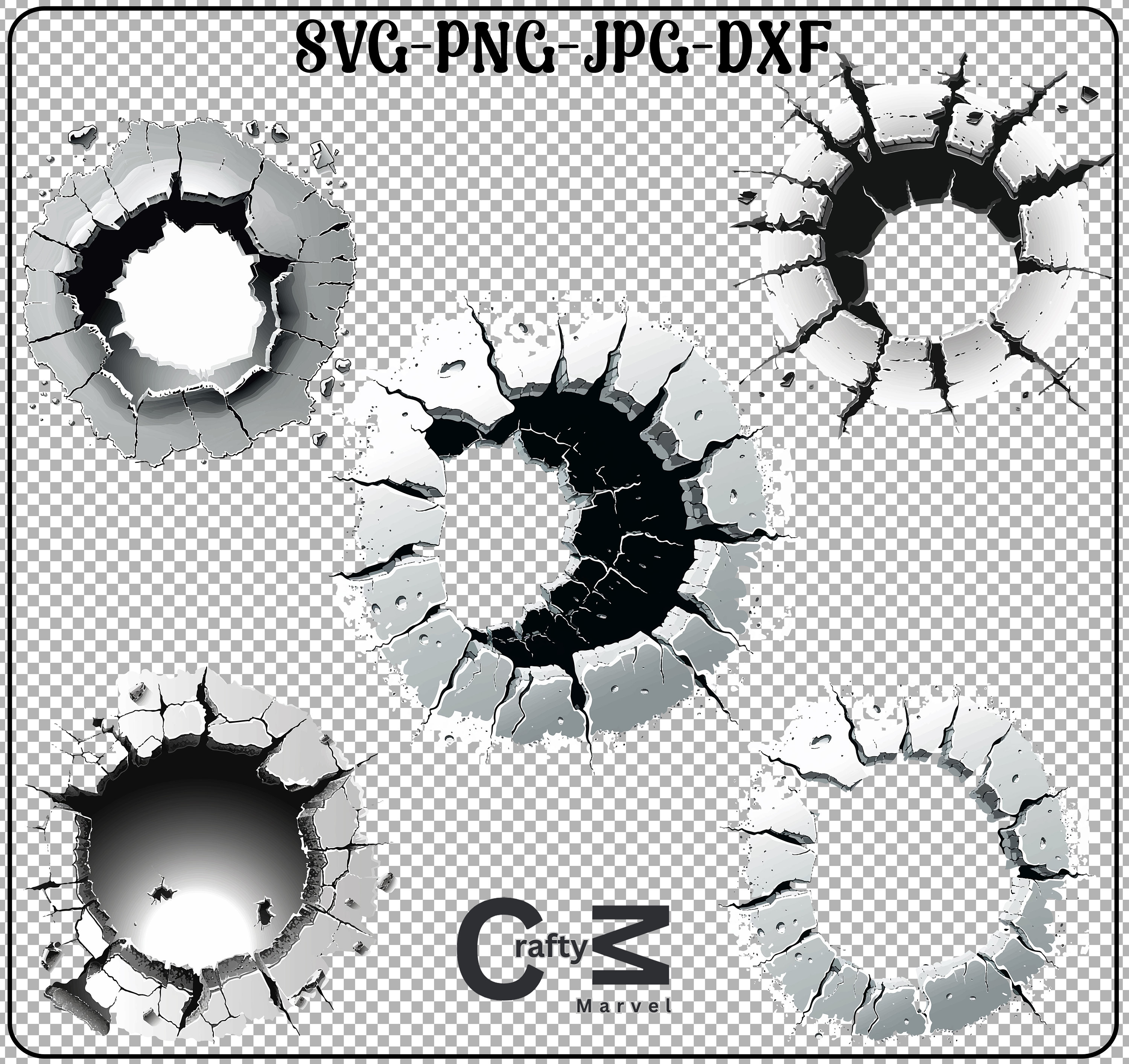 Bullet Hole Svg, Hole in the Wall Png Vector Clipart Digital Download ...