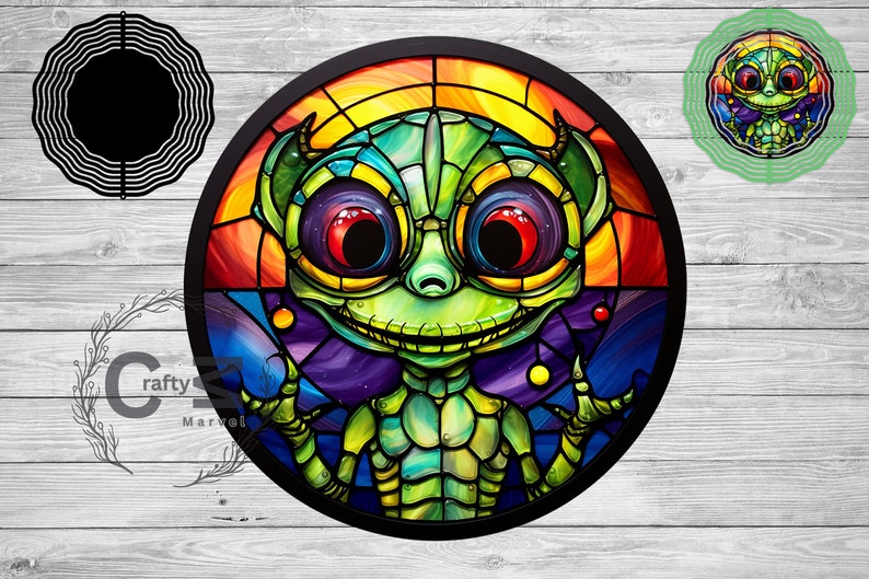 Alien Wind Spinner Png, Windspinner Svg Cut Files Template , Round ...