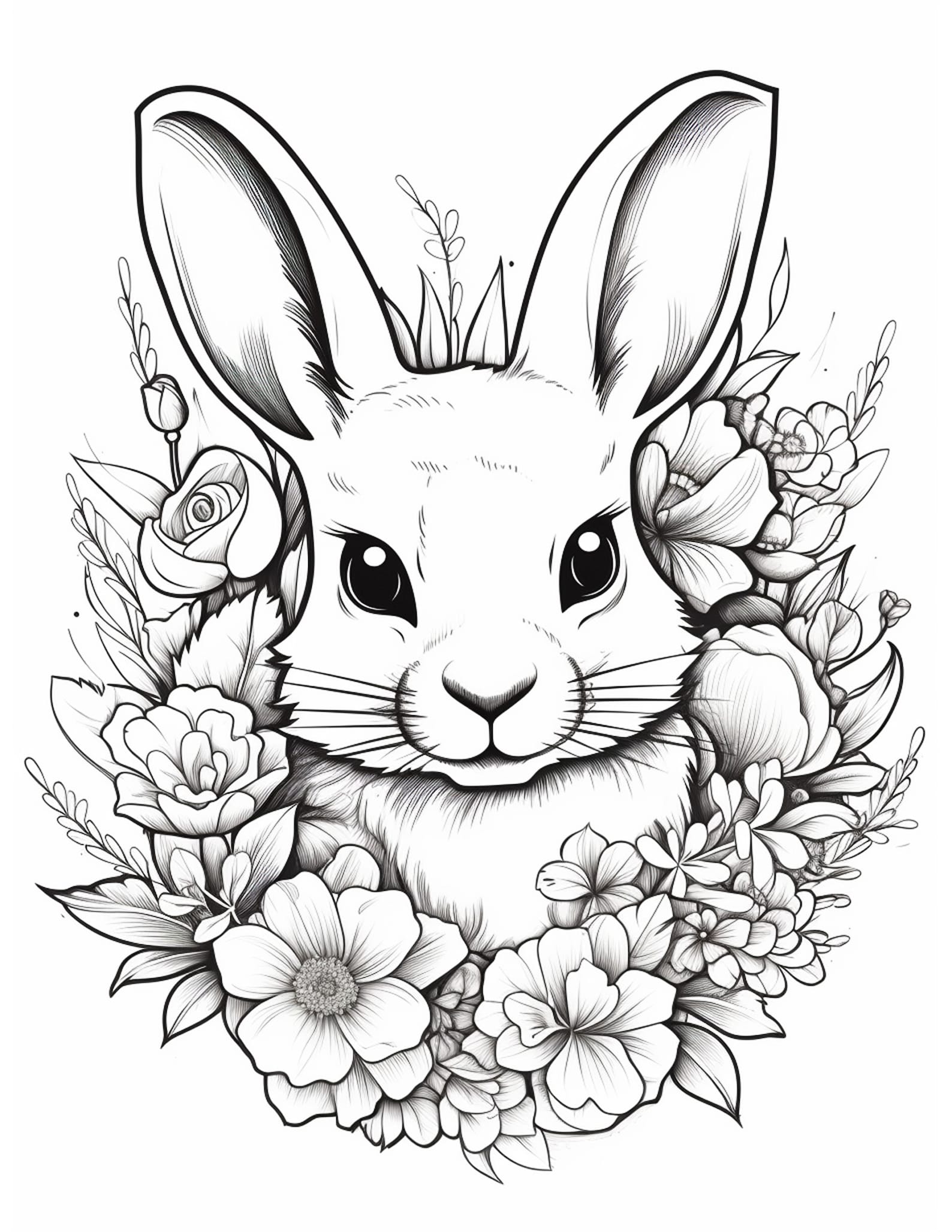 Easter Bunny Coloring Pages Bundle Printable Baby Rabbit Instant ...
