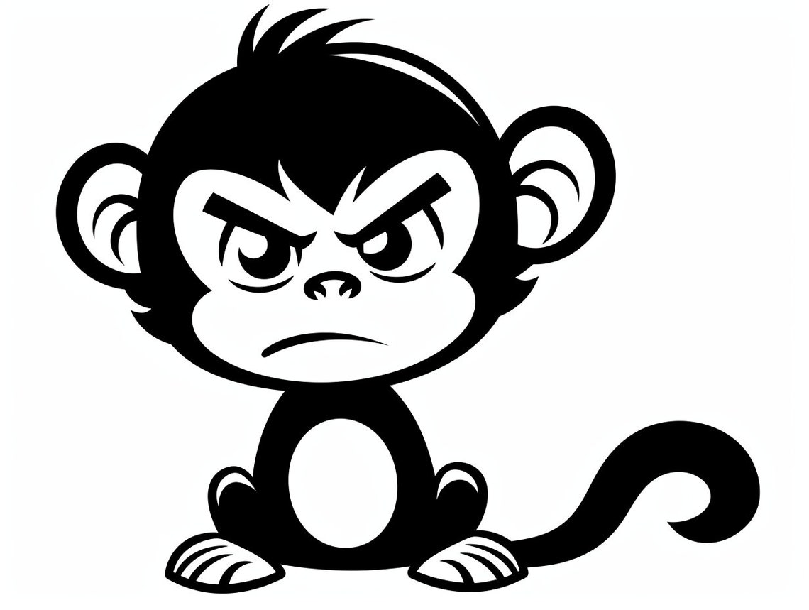 Grumpy Monkey Printable Clipart Png Svg High Resolution Drawing ...