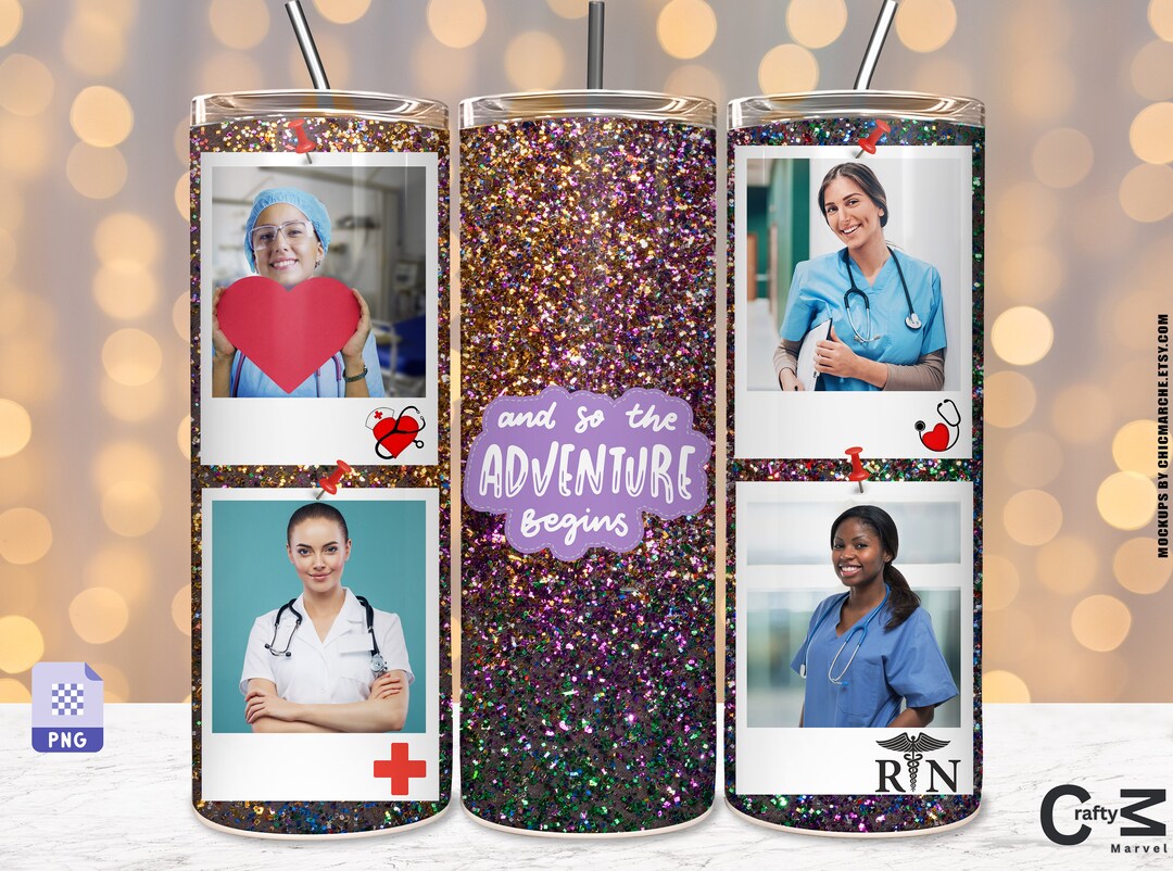 Nurse Frame, Nurse Photo Tumbler Wrap, Glitter Ombre Tumbler ...
