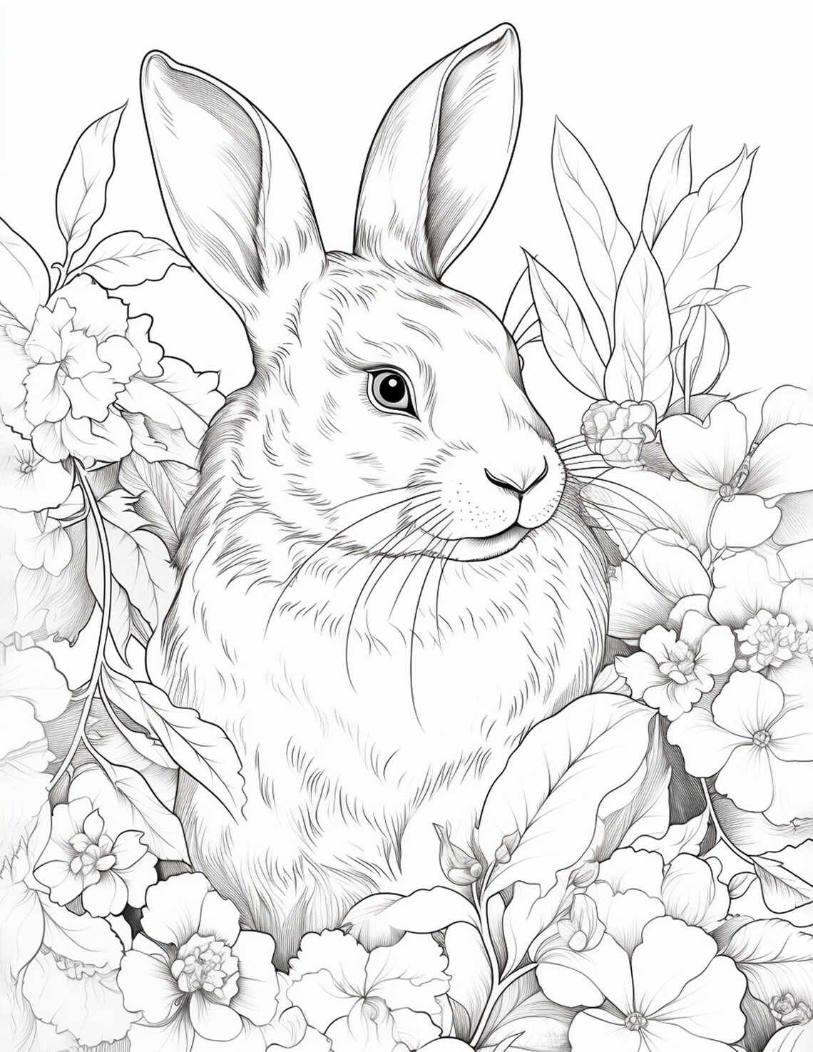 Easter Bunny Coloring Pages Bundle Printable Baby Rabbit Instant ...