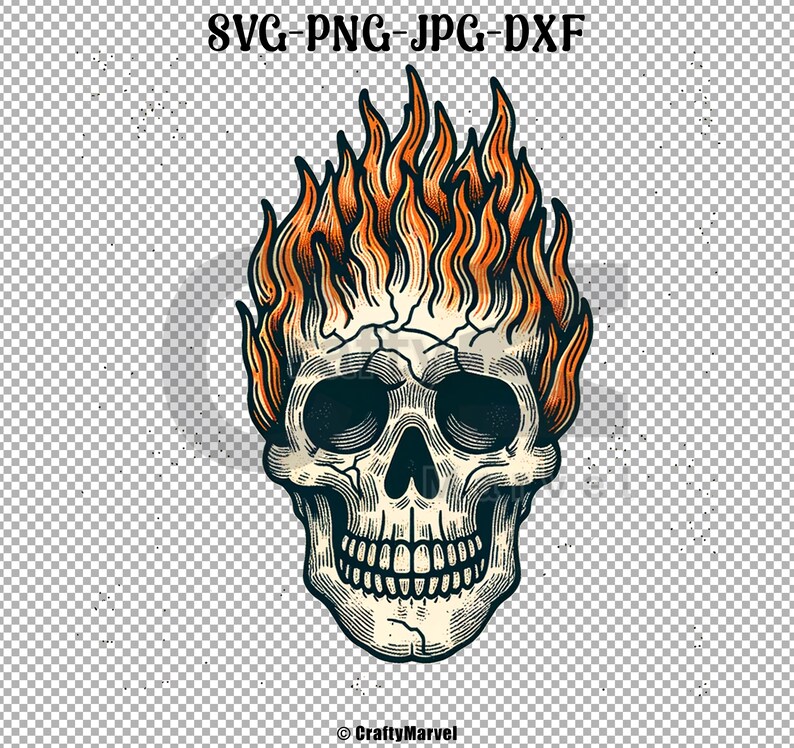 Flaming Skull SVG, Skeleton SVG, Skull on Fire SVG Clipart, Vector Cut ...