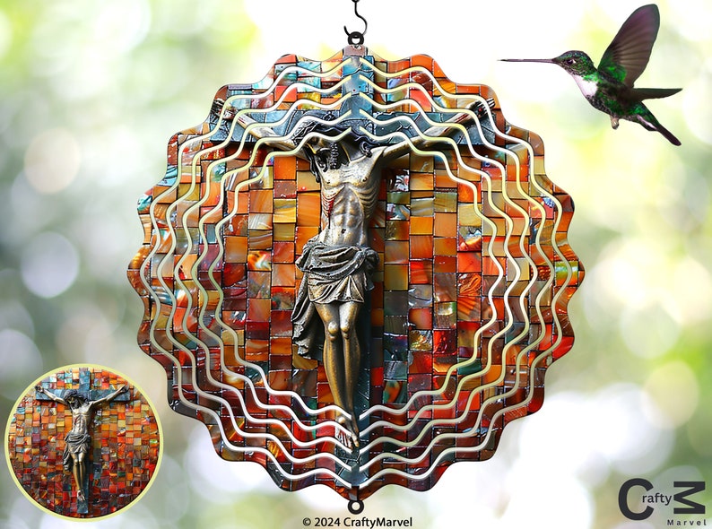 Jesus Christ Crucifixion Cross Wind Spinner Design, Christian Spinner ...