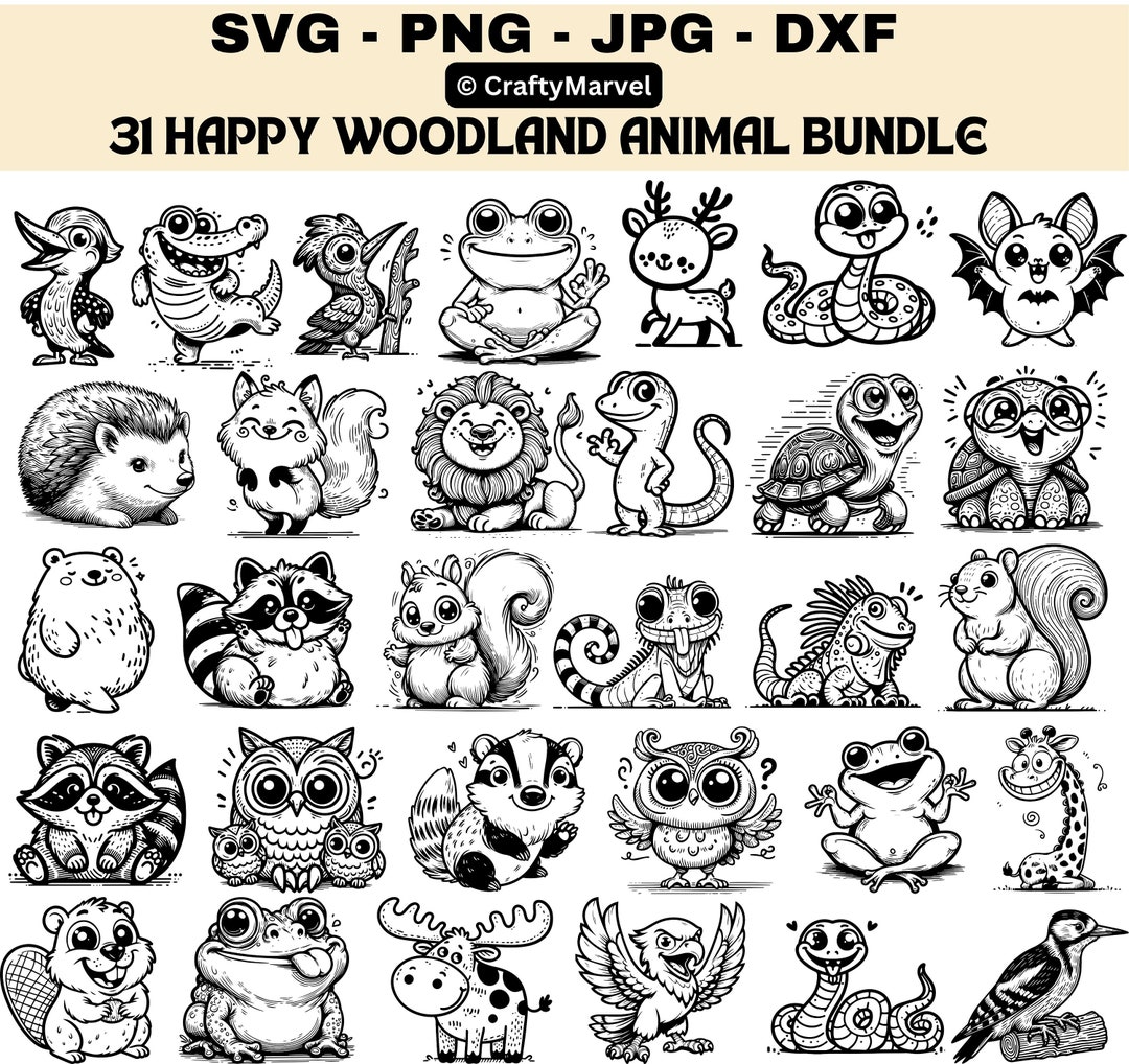 Kids Collection of Nursery Coloring Woodland Animal Clipart Bundles in ...