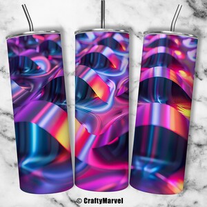 4 Bundle Holographic Tumbler Wrap, Ripple Wave Sparkling Iridescent ...