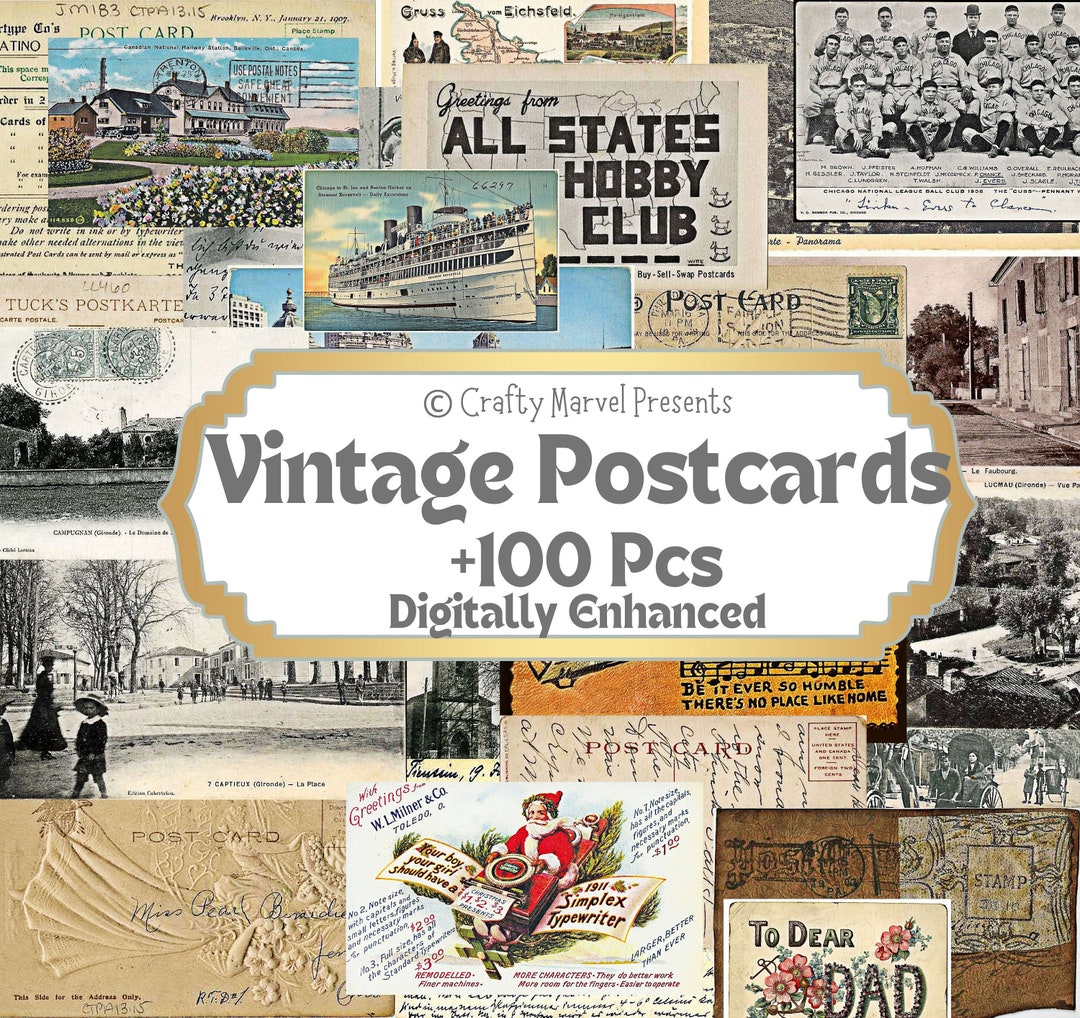Vintage Postcard Collections | Digitally Enhanced Set of 100 Individual ...