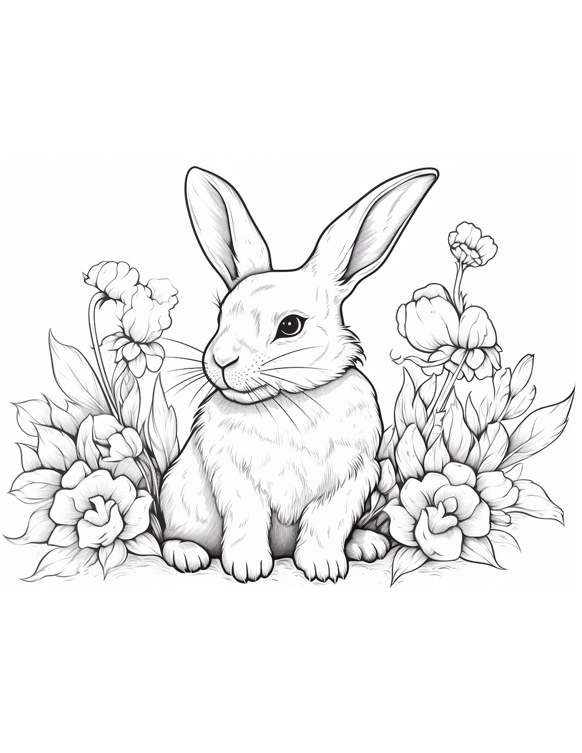 Easter Bunny Coloring Pages Bundle Printable Baby Rabbit Instant ...