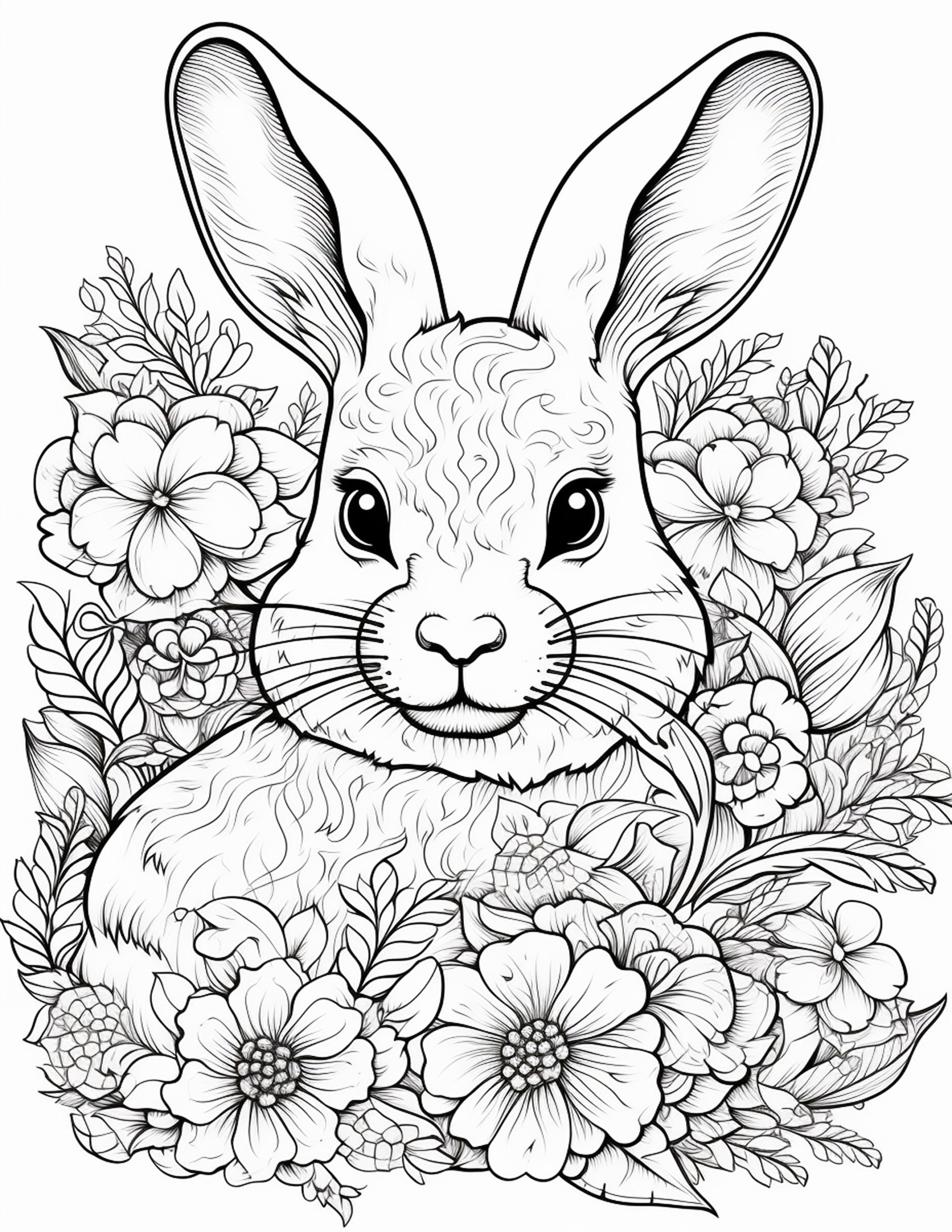 Easter Bunny Coloring Pages Bundle - Printable Baby Rabbit, Instant ...