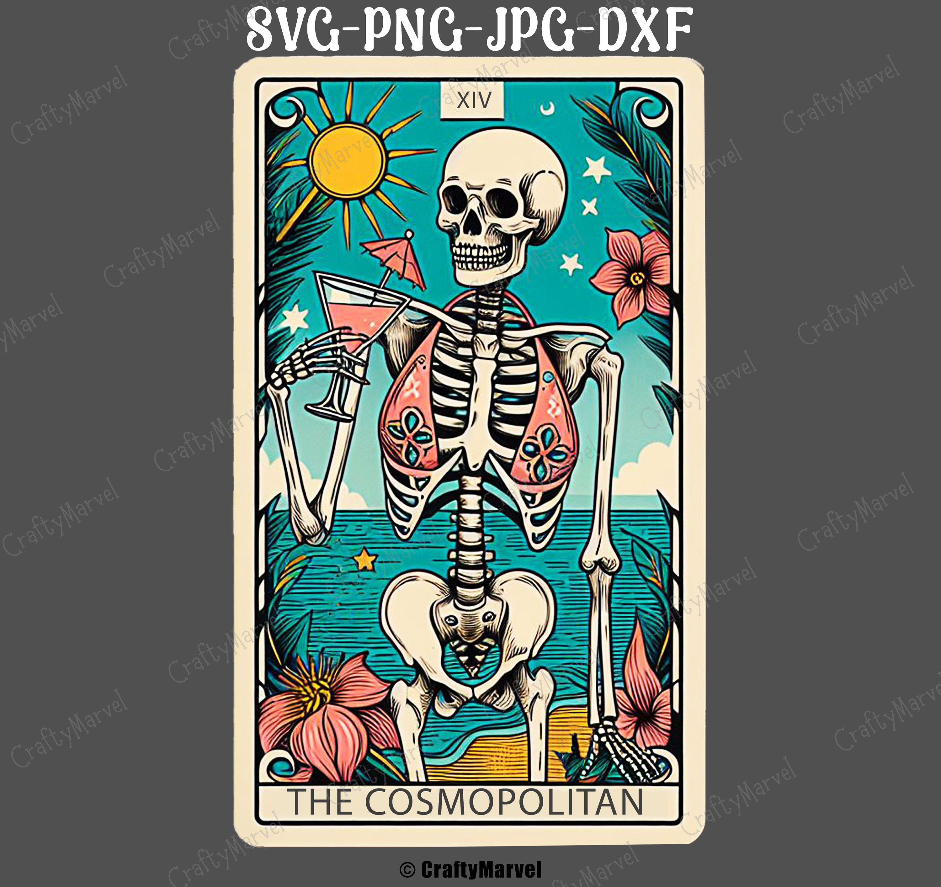 The Cosmopolitan Vintage Tarot Card Svg, Skull SVG Clipart, Vector Cut ...
