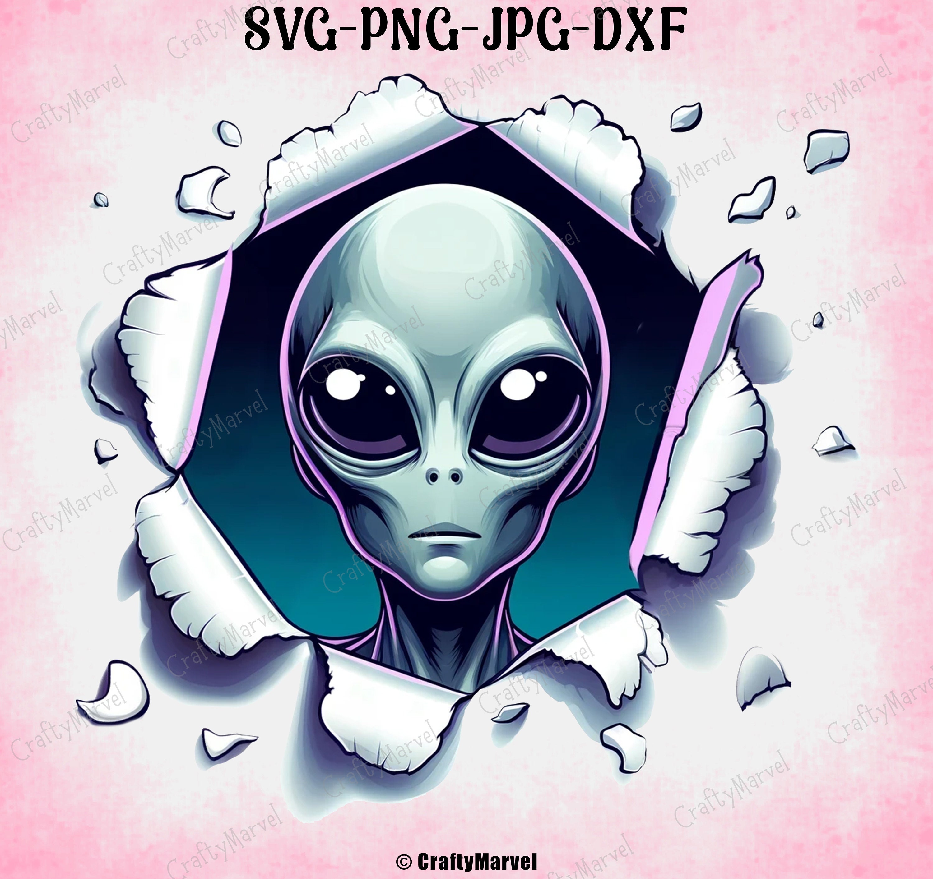 Space Alien SVG, Hole in the Wall, Green Man PNG, Scrapbook, Tshirt Png ...