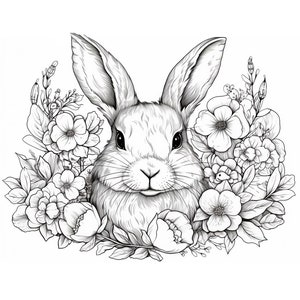 Easter Bunny Coloring Pages Bundle - Printable Baby Rabbit, Instant ...