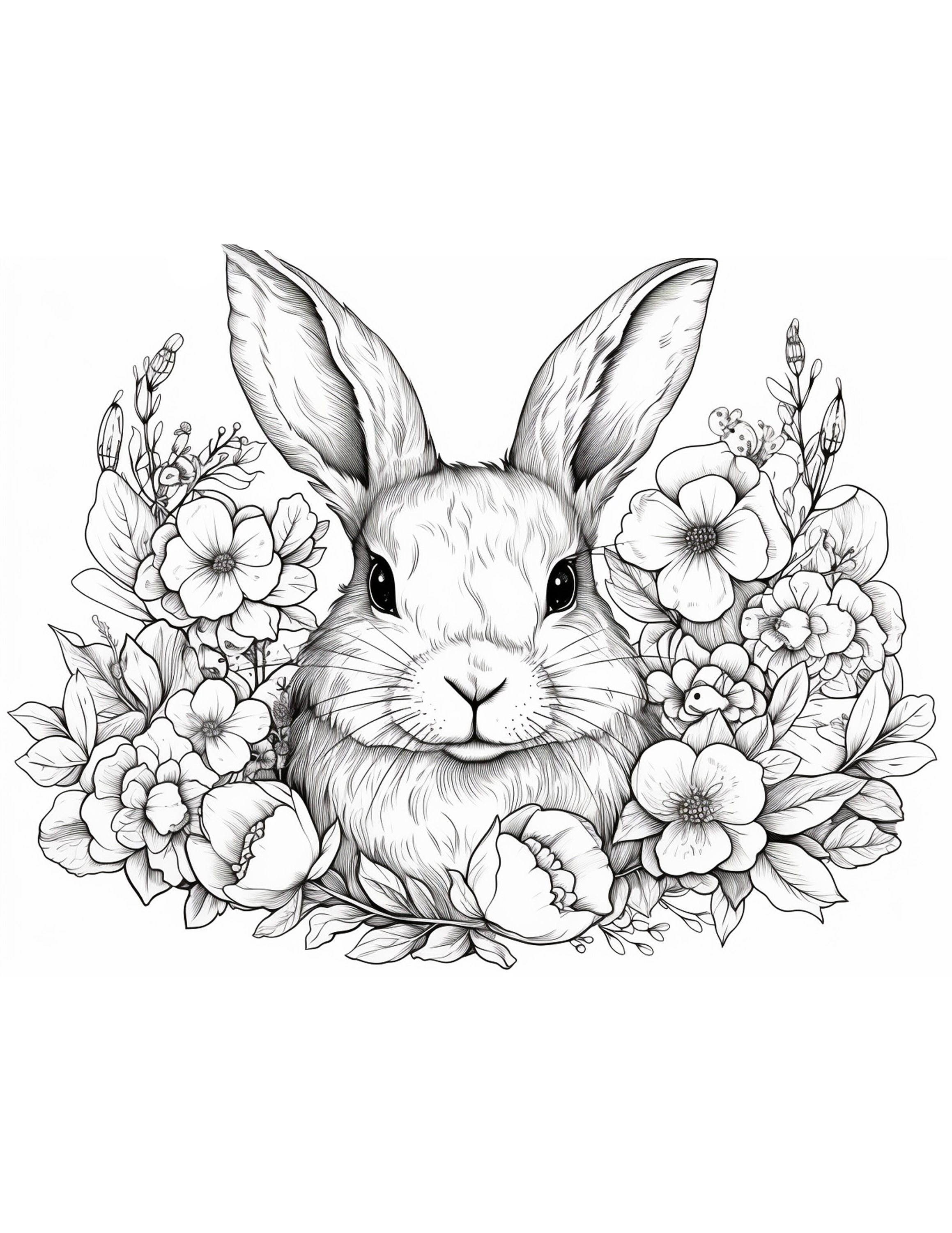 Easter Bunny Coloring Pages Bundle Printable Baby Rabbit Instant ...