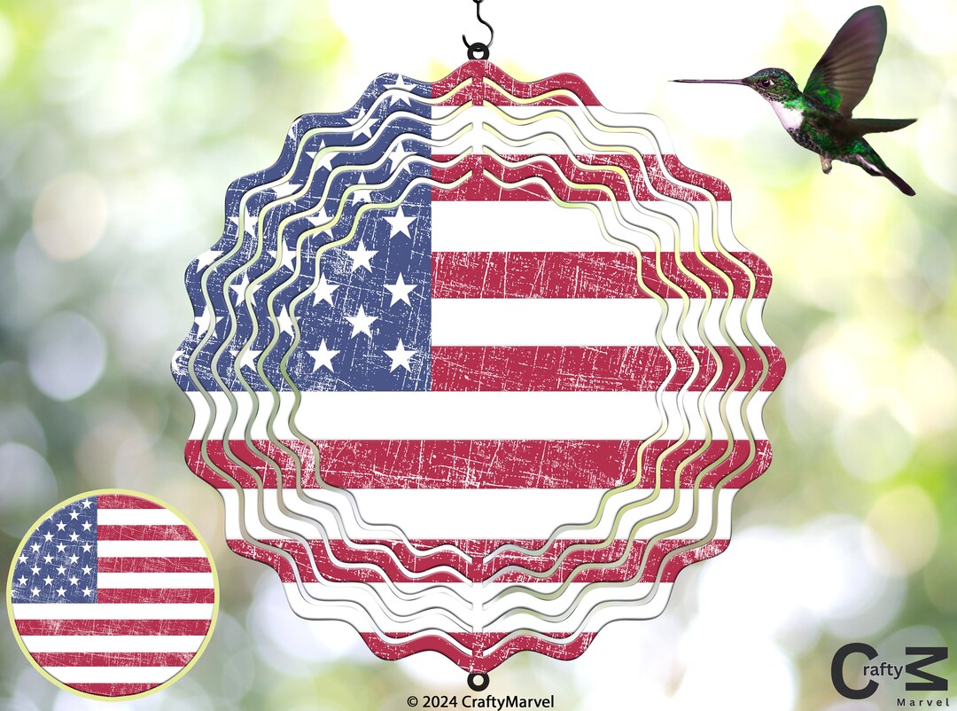 American Flag Spinner Digital Print, Distressed PNG, Round Digital ...