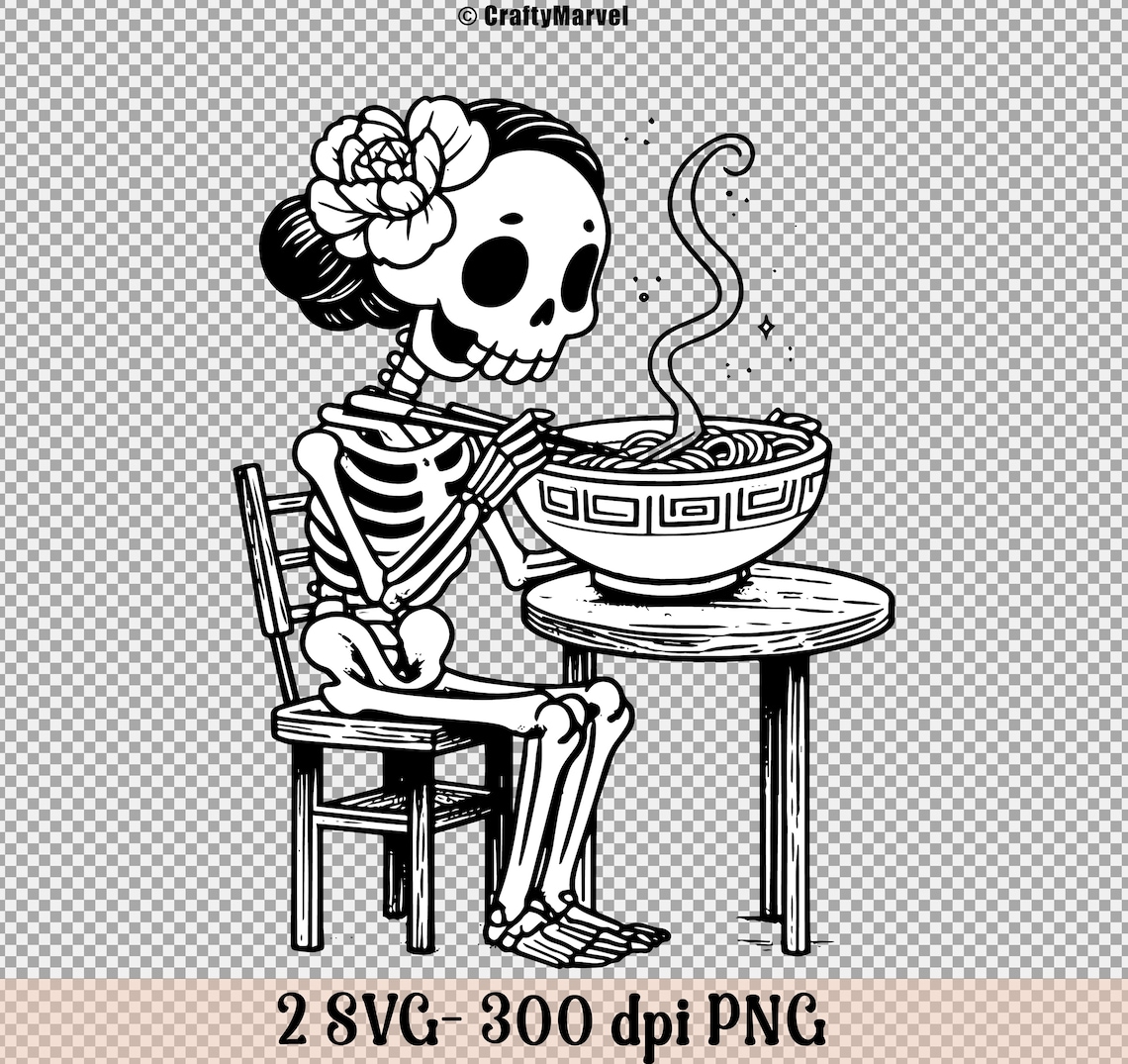 Bone Appetit Skeleton SVG PNG, Ramen Bowl SVG, Funny Food Quote, Tshirt ...