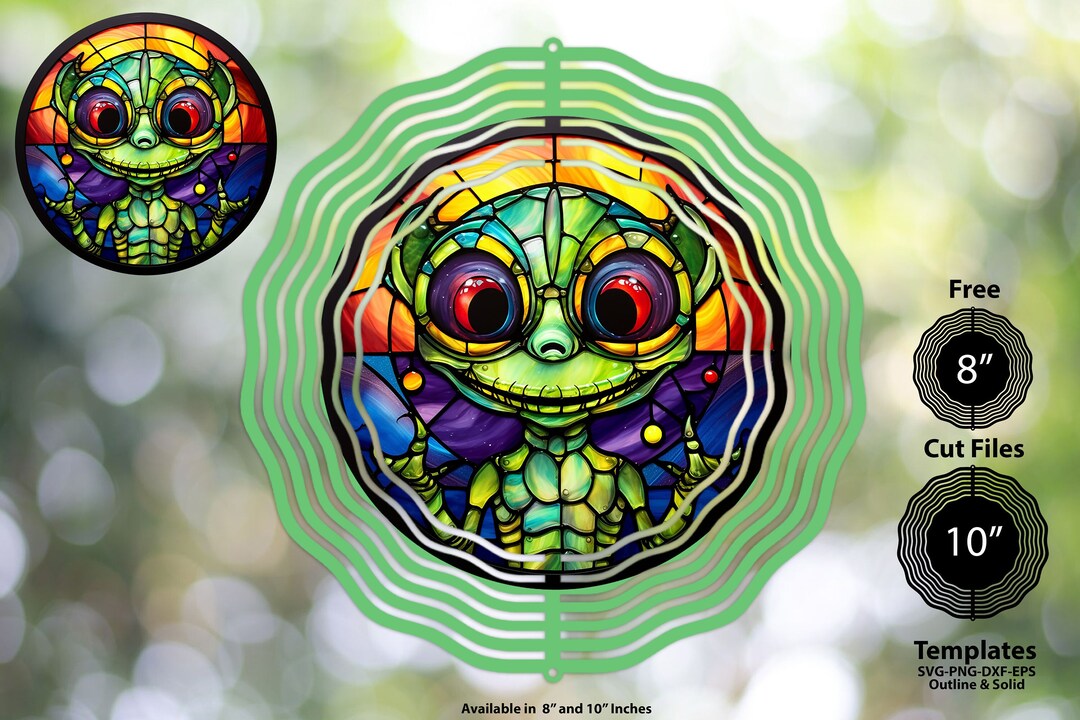 Alien Wind Spinner Png, Windspinner Svg Cut Files Template , Round ...