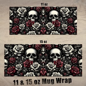 Goth Mug Wrap, Skull and Rose 11 Oz and 15 Oz Mug Wrap Template ...
