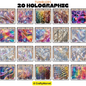 4 Bundle Holographic Tumbler Wrap, Ripple Wave Sparkling Iridescent ...