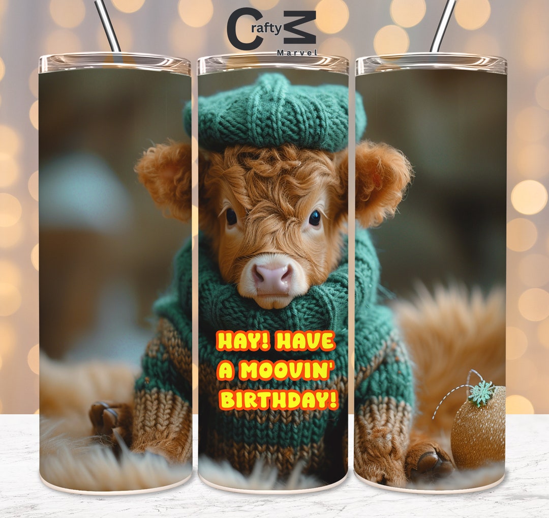 Cute Moo Cow Birthday Tumbler, Cow Lovers Birthday Gift, Diital Prints ...