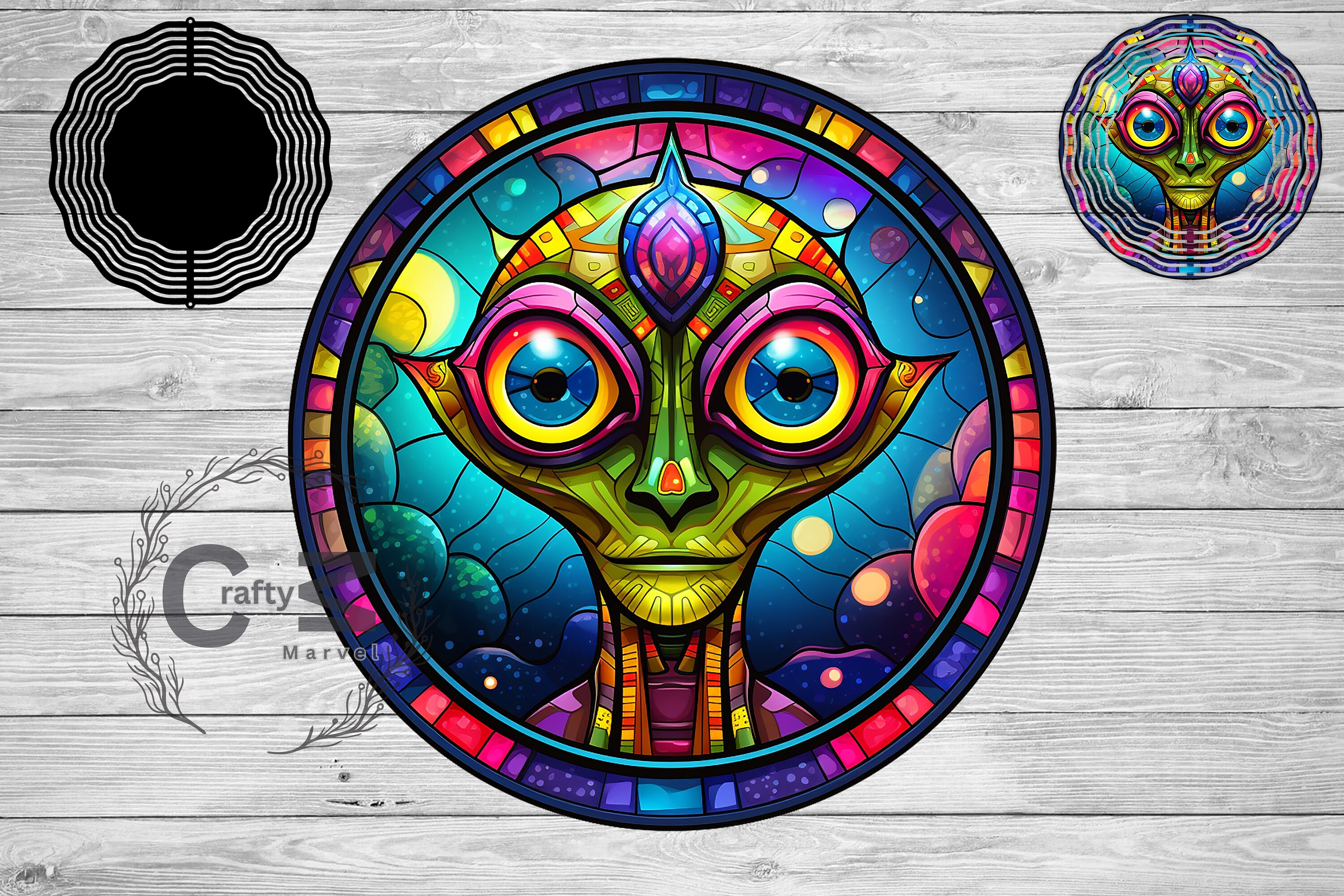 Alien Wind Spinner Png, Windspinner Svg Cut Files Template , Round ...