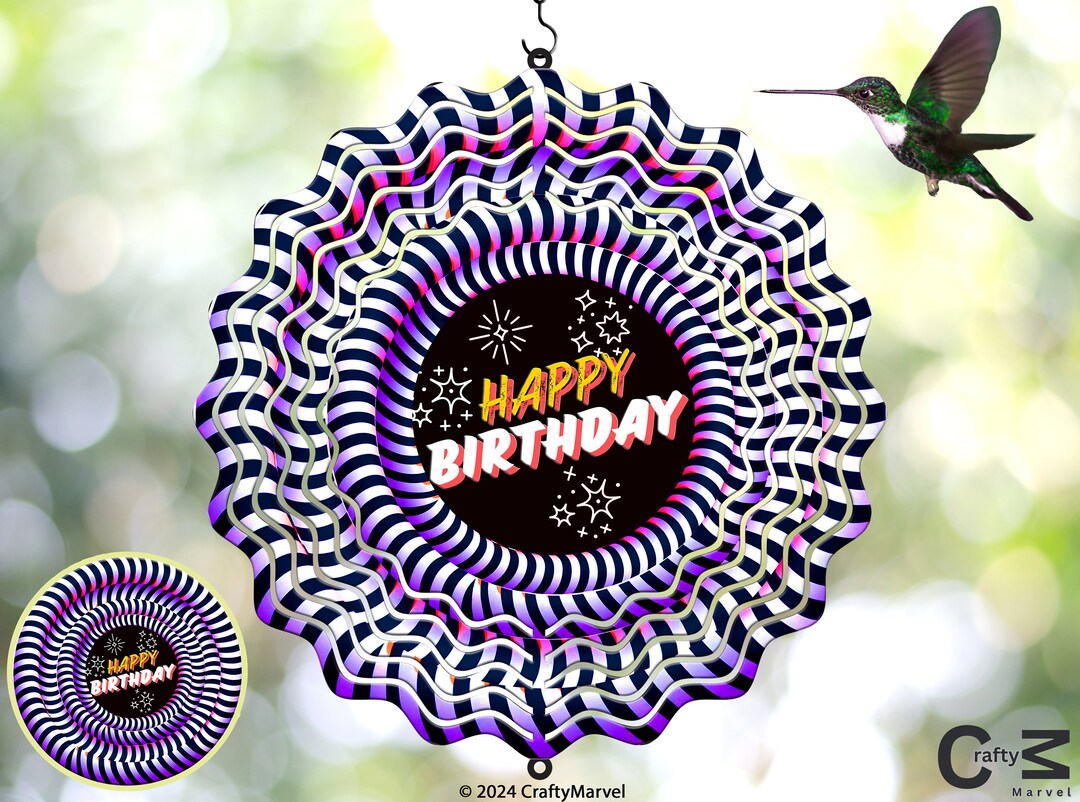Happy Birthday Wind Spinner: Confetti Garden Decor (digital File) - Etsy