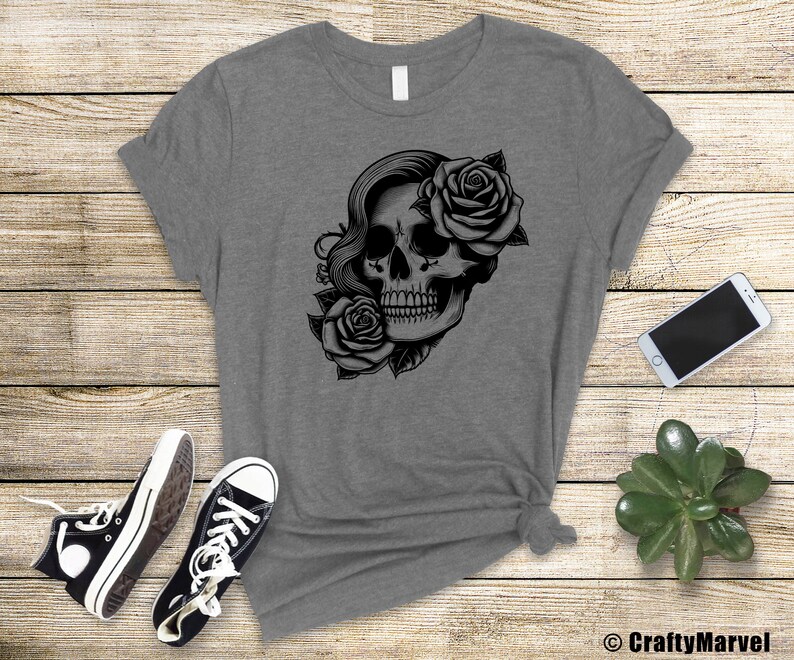 Skull and Roses SVG, Goth SVG, Skull SVG Clipart, Vector Cut File ...