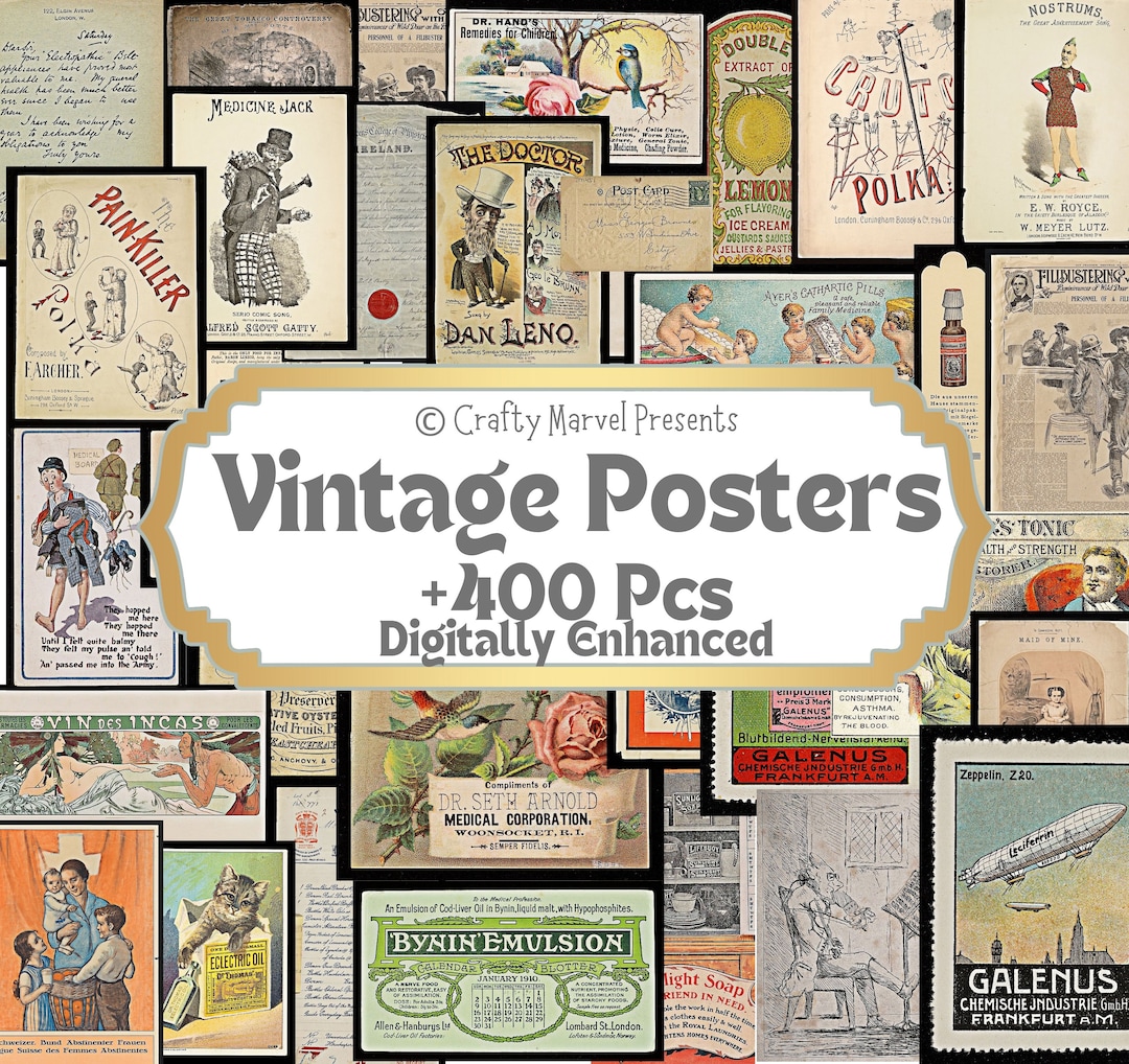 Vintage Posters | +400 Ephemera Collections | Digitally Enhanced Set of ...