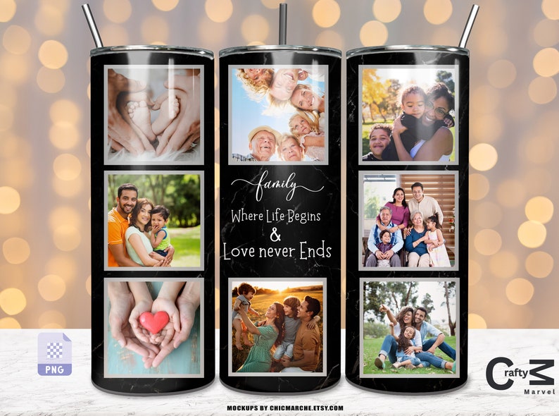 Family Photo Tumbler Wrap, Picture Collage Tumbler, Add Your Own Photo ...