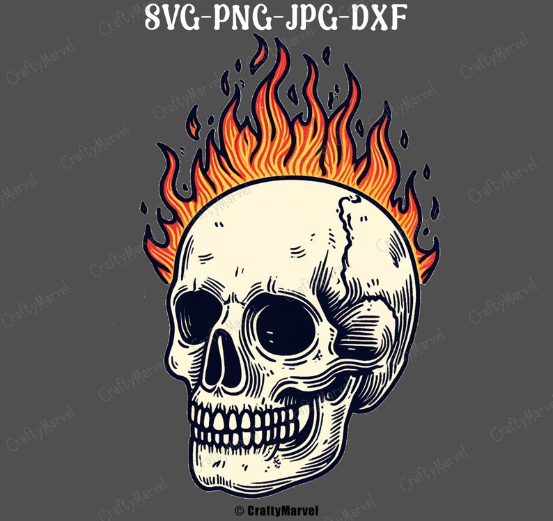 Melting Skull SVG, Flaming Skeleton PNG, Skull SVG Clipart, Vector Cut ...