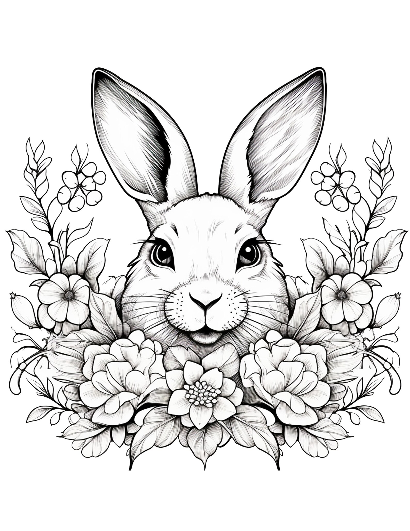 Easter Bunny Coloring Pages Bundle Printable Baby Rabbit Instant ...