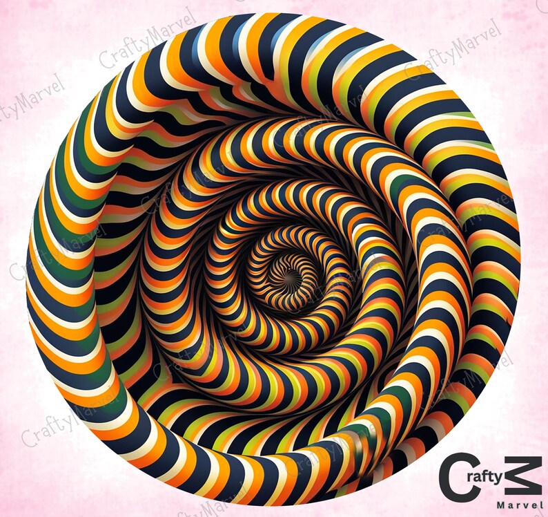 3d Hypnotic Spiral Optical Illusion Wind Spinner PNG, Confetti Stripe, Sublimation PNG Design ...