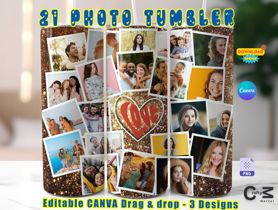 Wedding Family Photo Canva Collage Love Tumbler Wrap Editable PNG ...