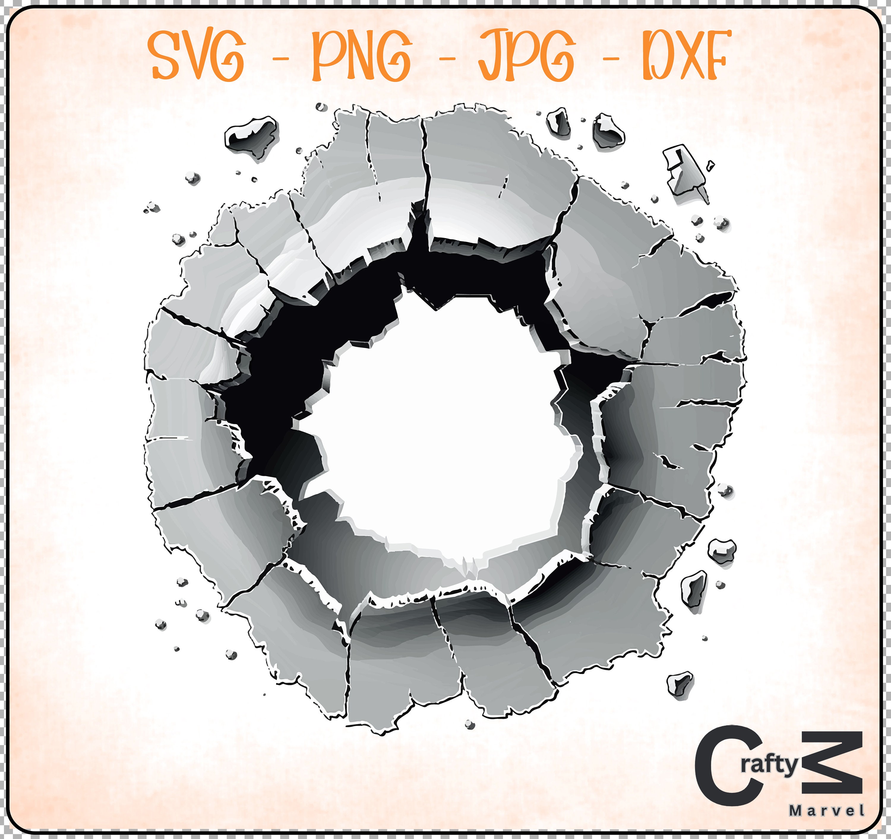 Bullet Hole Svg, Hole in the Wall Png Vector Clipart Digital Download ...