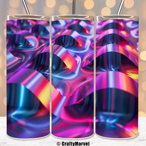4 Bundle Holographic Tumbler Wrap, Ripple Wave Sparkling Iridescent ...
