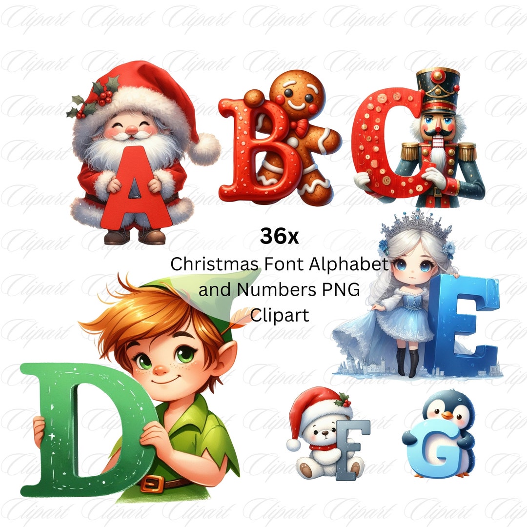 Christmas Alphabet PNG Christmas Letters Numbers Clipart - Etsy