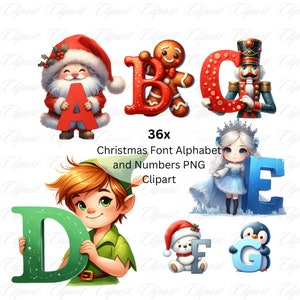 Christmas Alphabet PNG Christmas Letters Numbers Clipart - Etsy