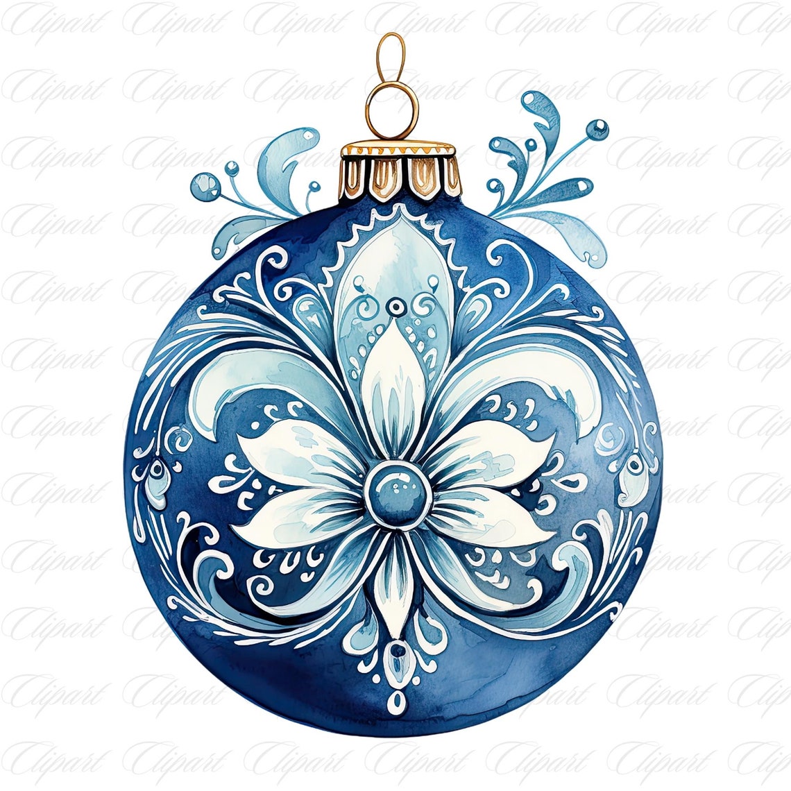 Watercolor Blue Christmas Ball Clipart 10 High Quality Pngs, Merry ...
