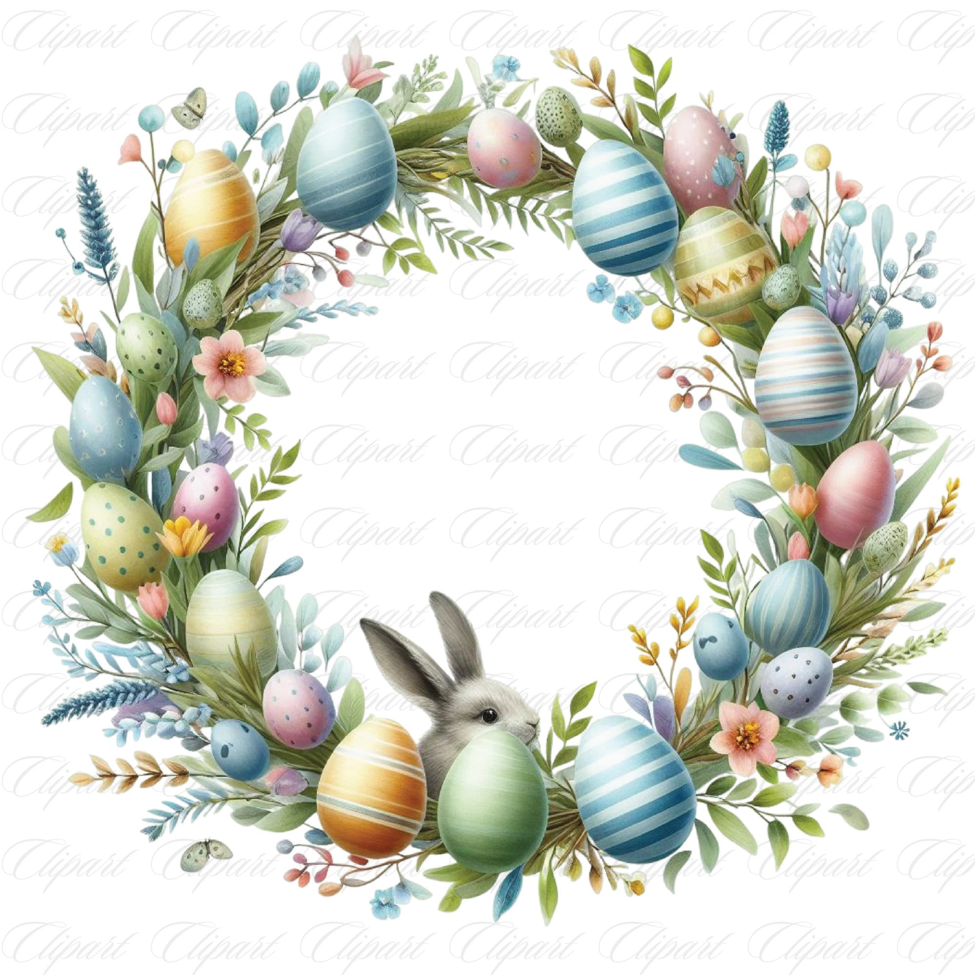 Watercolor Easter Wreath Clipart Bundle, 22 PNG Files High Quality ...