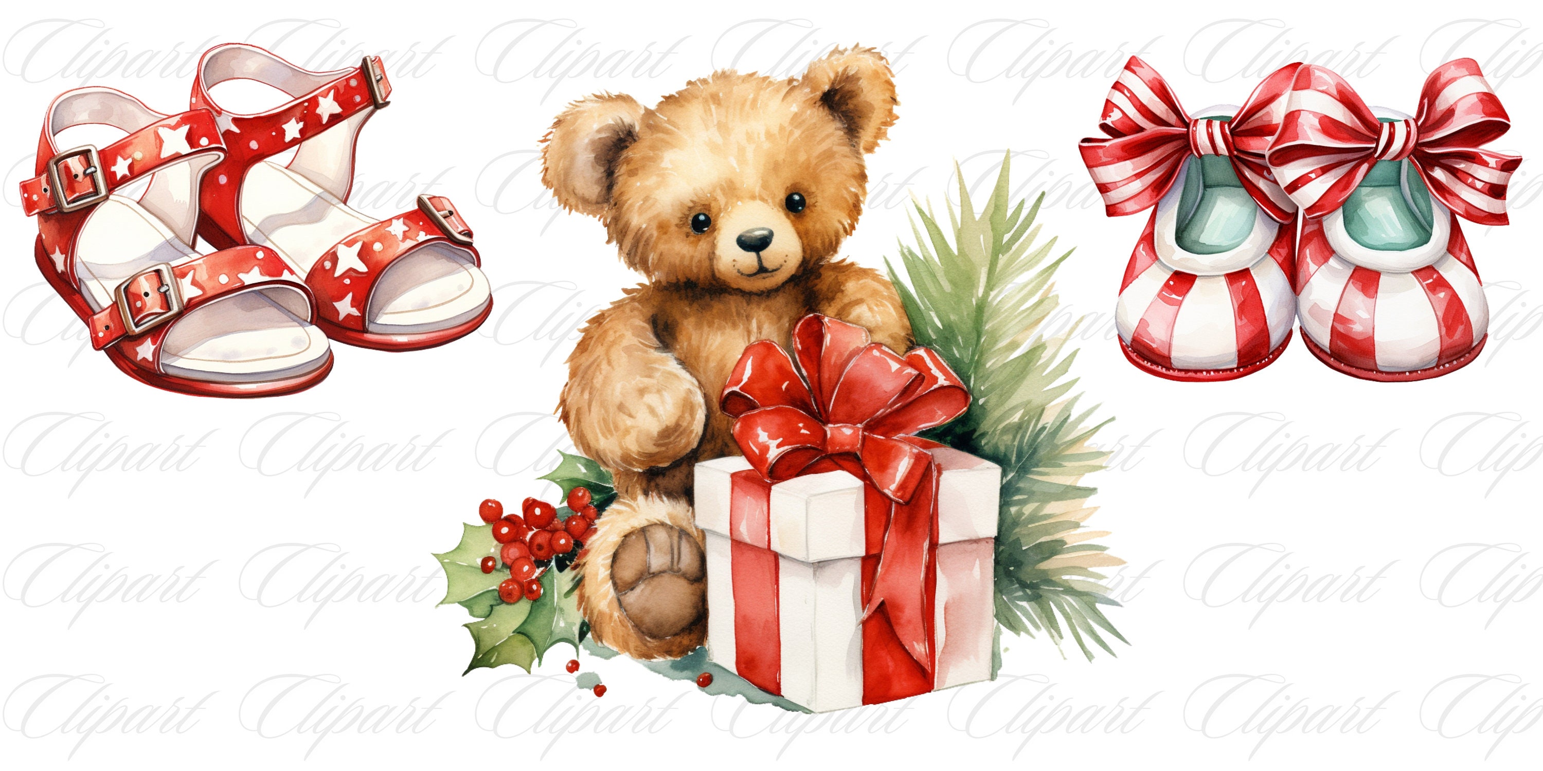 Watercolor Christmas Baby Bundle 47 High Quality Pngs, Baby Christmas ...