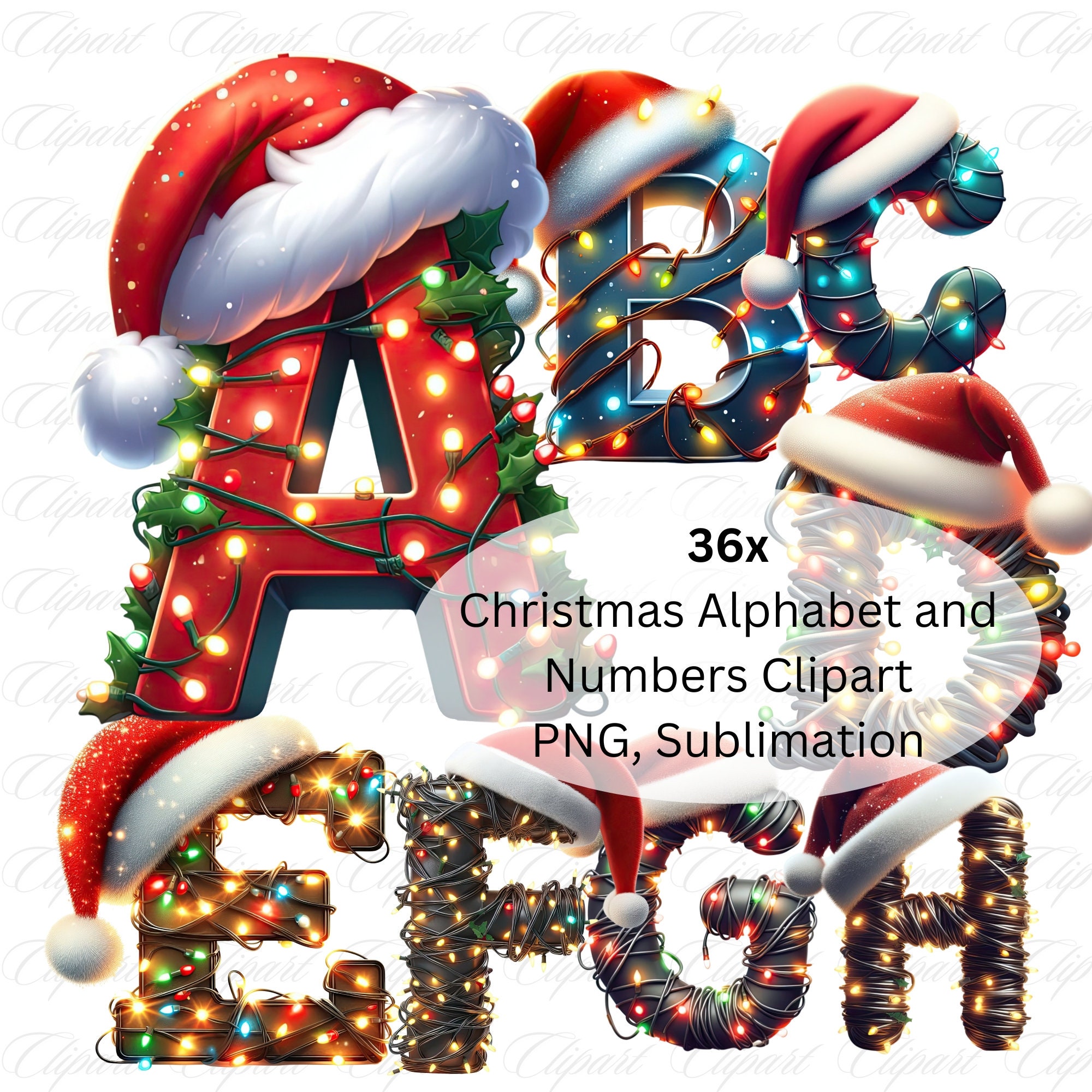 Christmas Alphabet Clipart 36 High Quality Pngs, Christmas Letters ...