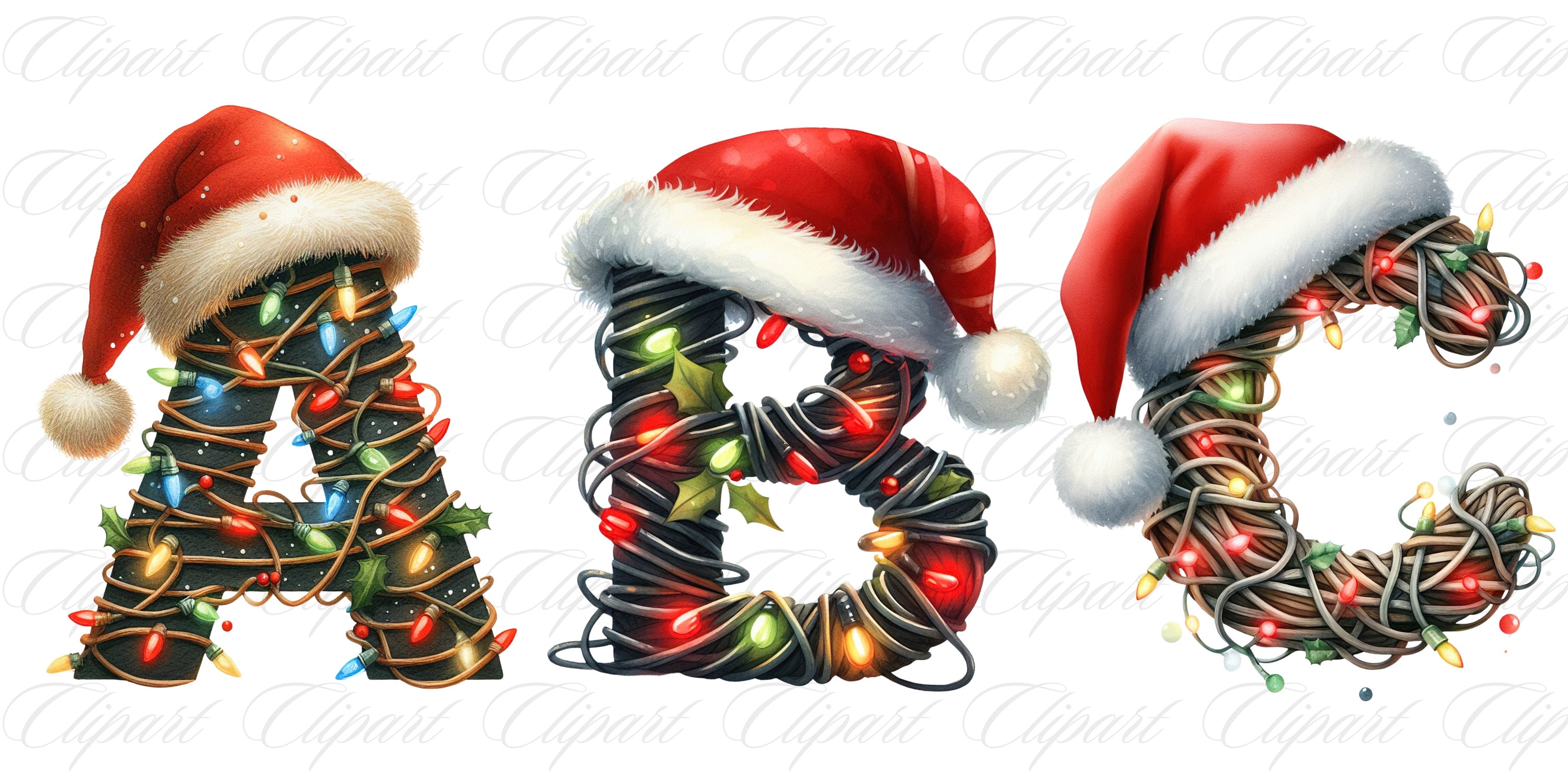 Christmas Lights Clipart Letters PNG With Transparent Background ...