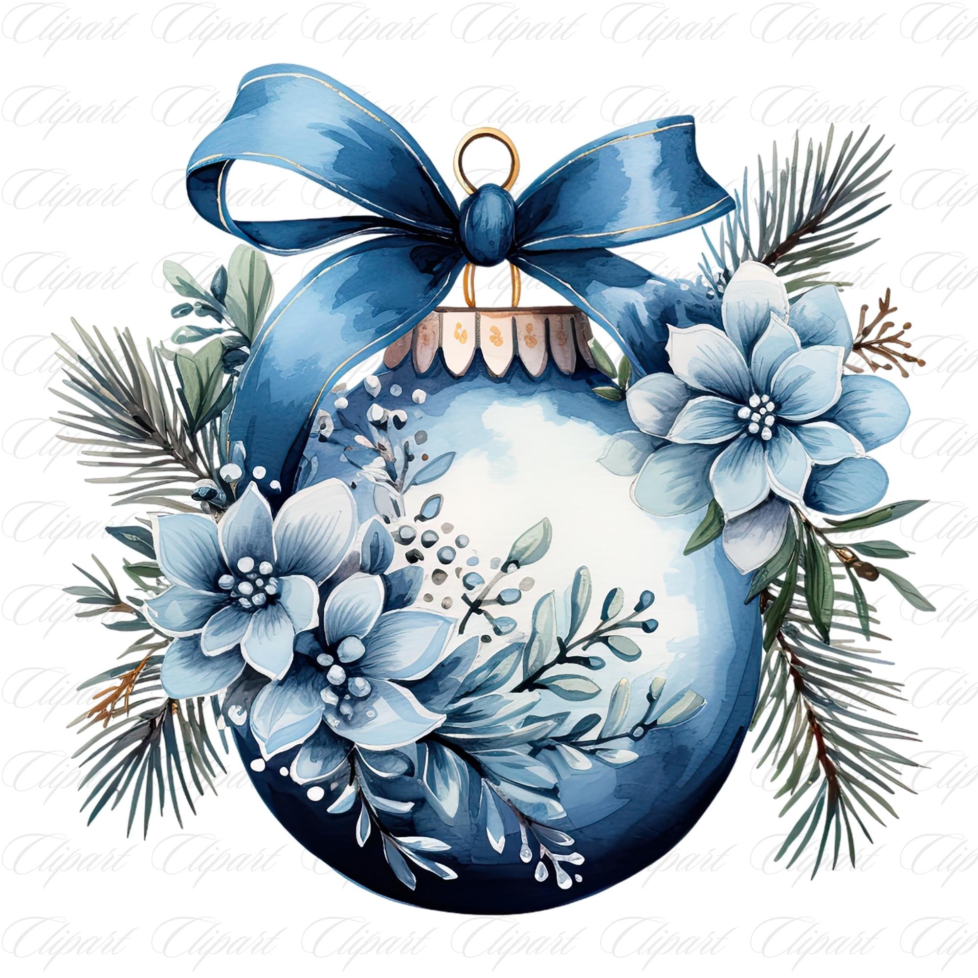Watercolor Blue Christmas Ball Clipart 10 High Quality Pngs, Merry ...