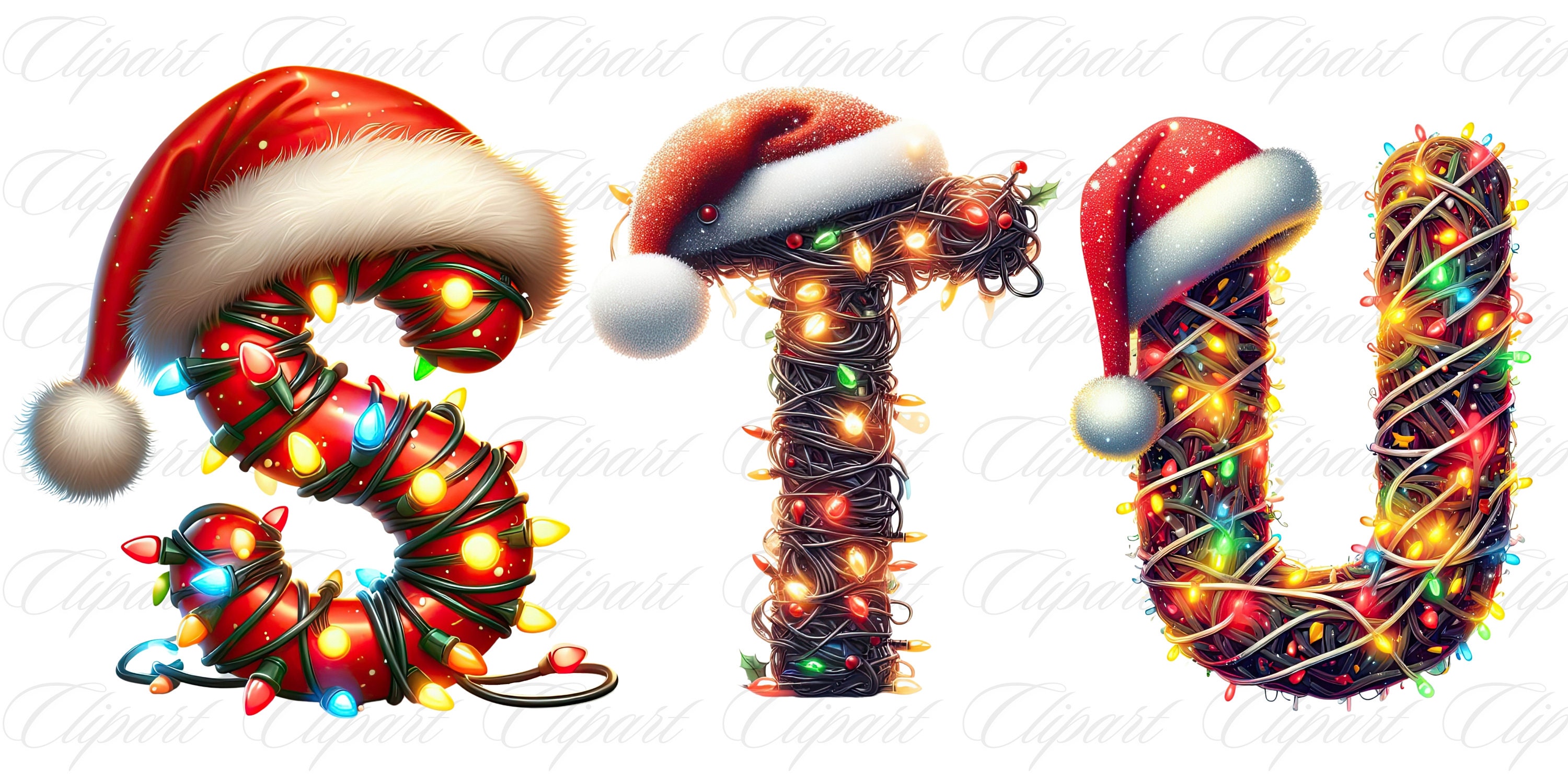 Christmas Alphabet Clipart 36 High Quality Pngs, Christmas Letters ...