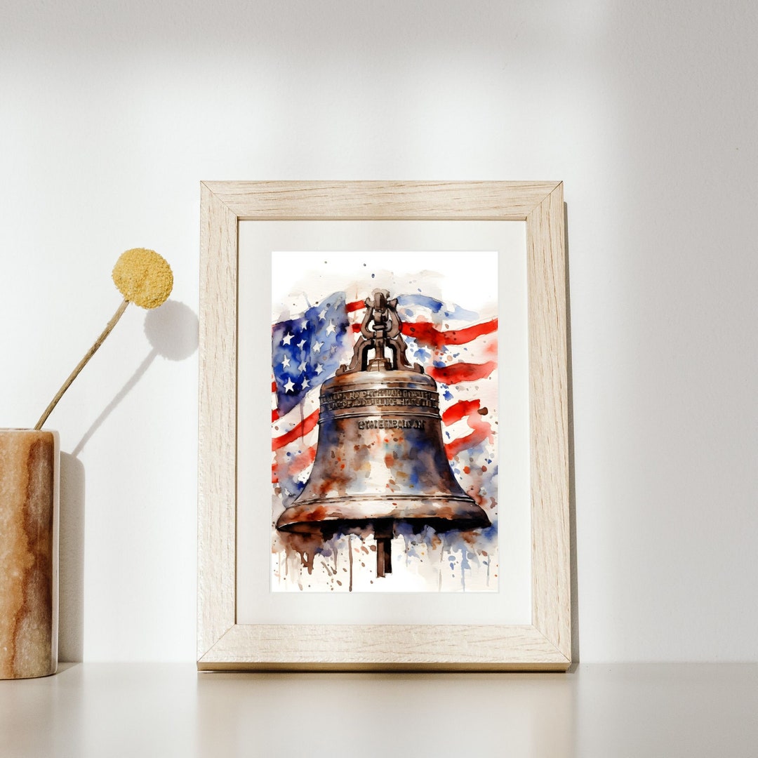 Printable Wall Art Liberty Bell 4th of July Independence Day USA Flag ...