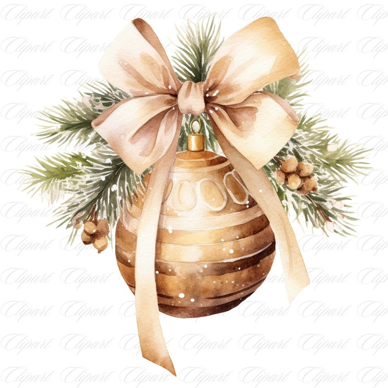 Golden Christmas Clipart 9 High Quality Pngs Bundle, Merry Christmas ...