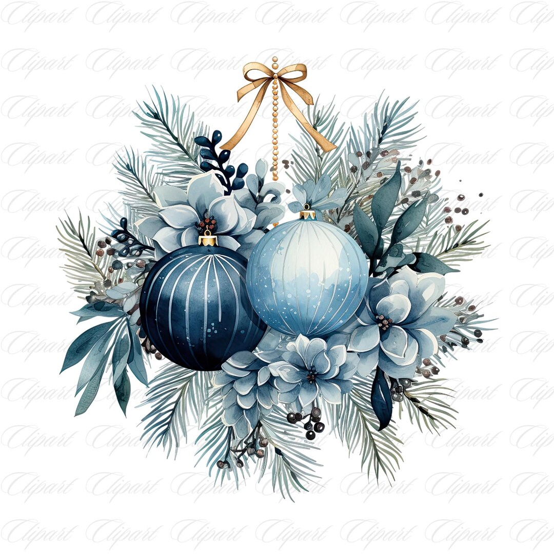 Watercolor Blue Christmas Ball Clipart 10 High Quality Pngs, Merry ...